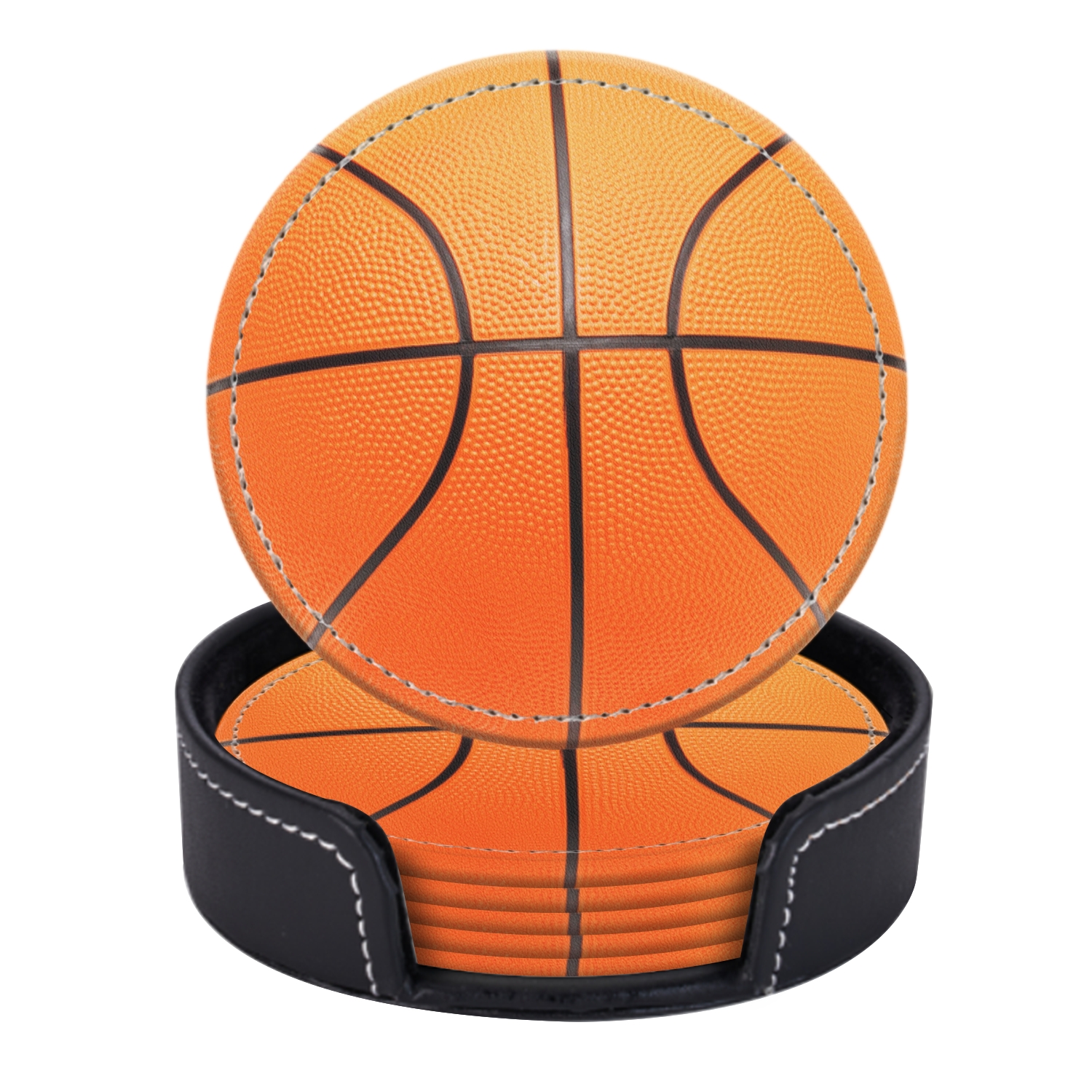 PU Leather Coasters for Drinks Bar Beer,Set of 6 with Holder,Round ...