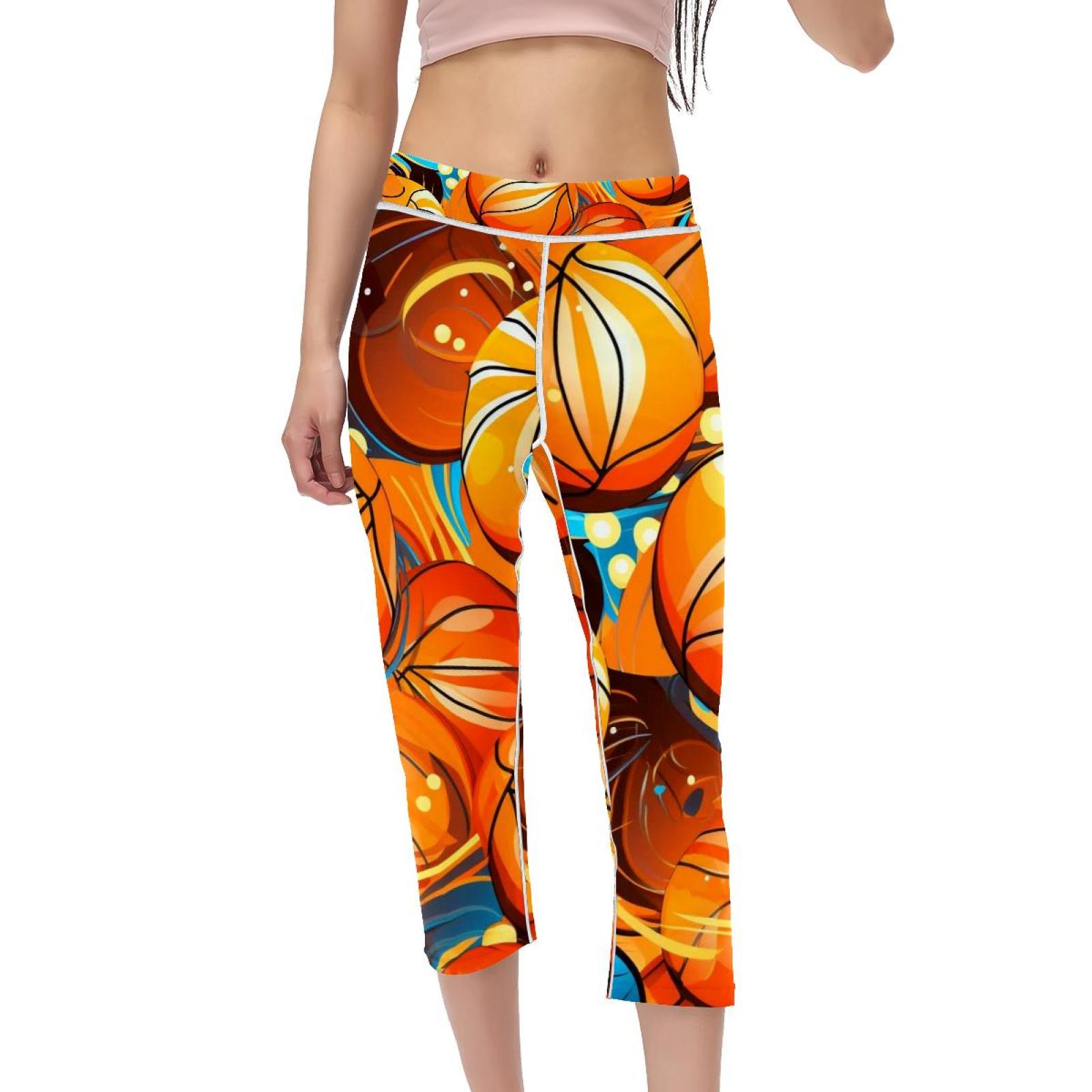 Basketball Women's High Waist Capris Printed Leggings for Running ...