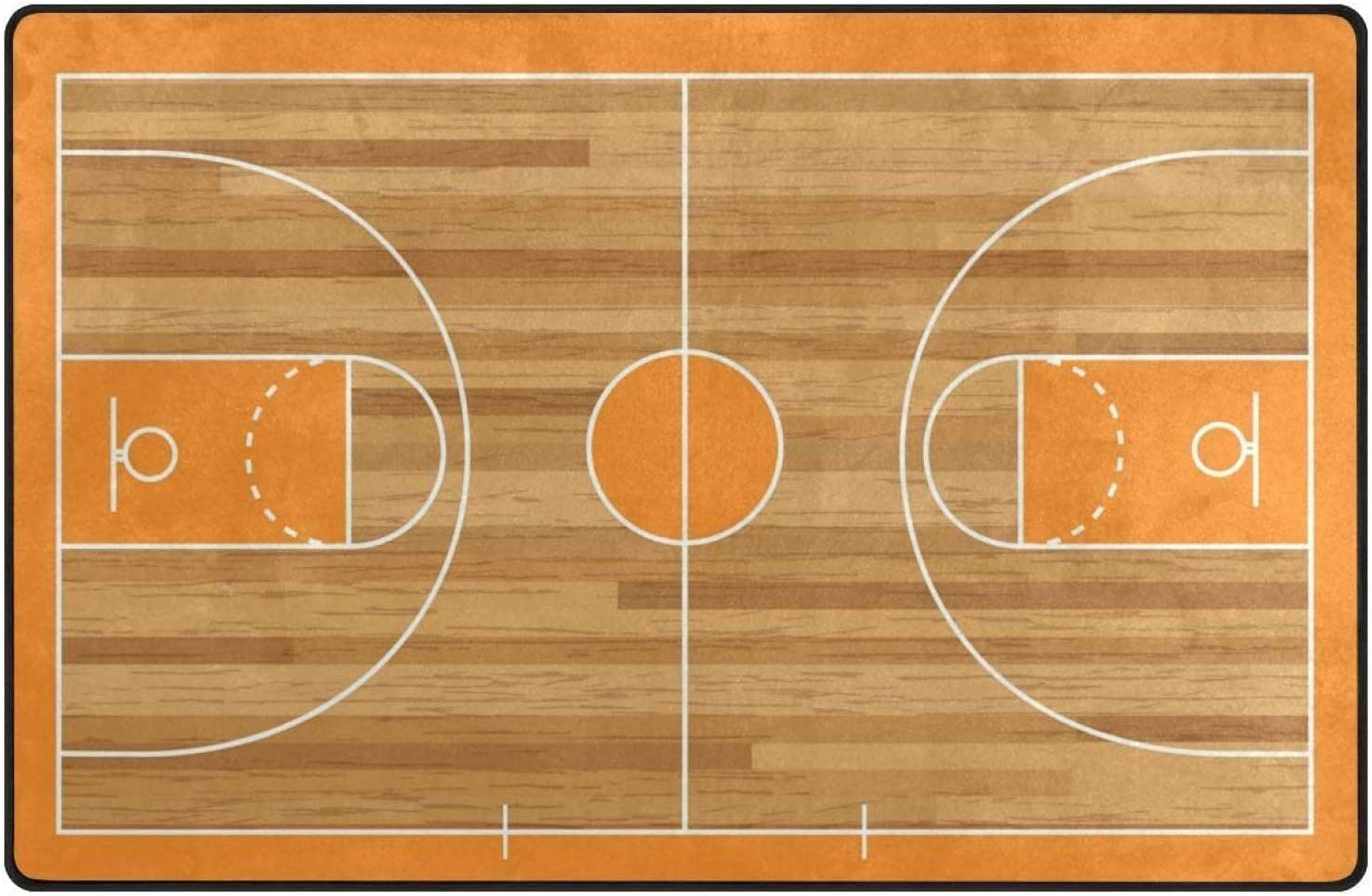 Basketball Wood Court Rectangle Rugs Boys Teens Room Decor Carpet for ...