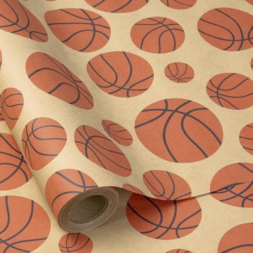 Basketball Wrapping Paper Roll for Men Boys Kids, Mini Roll, Orange ...