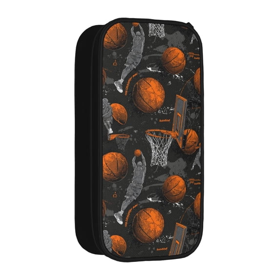 Basketball action scenePencil Case,Double Layer Pencil Pouch Organizer ...