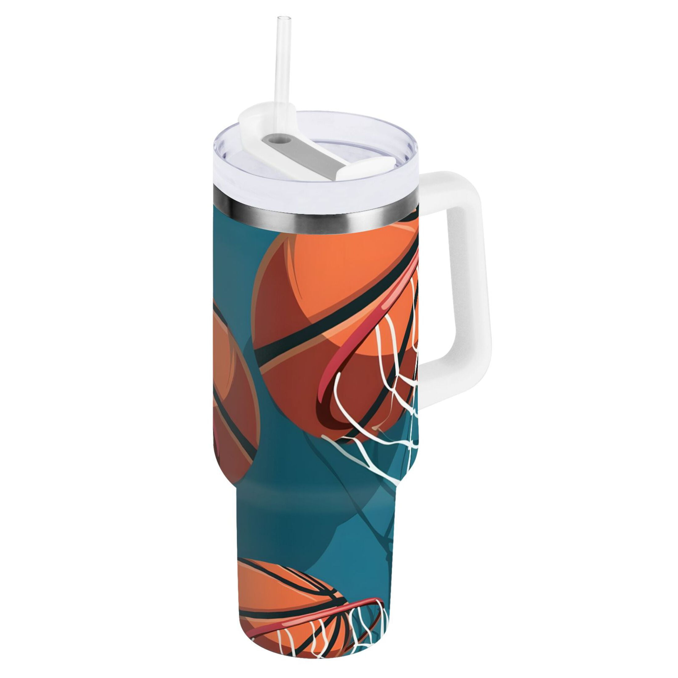 Basketball and Baskets 30 oz Tumbler with Handle and Straw Lid Vacuum ...