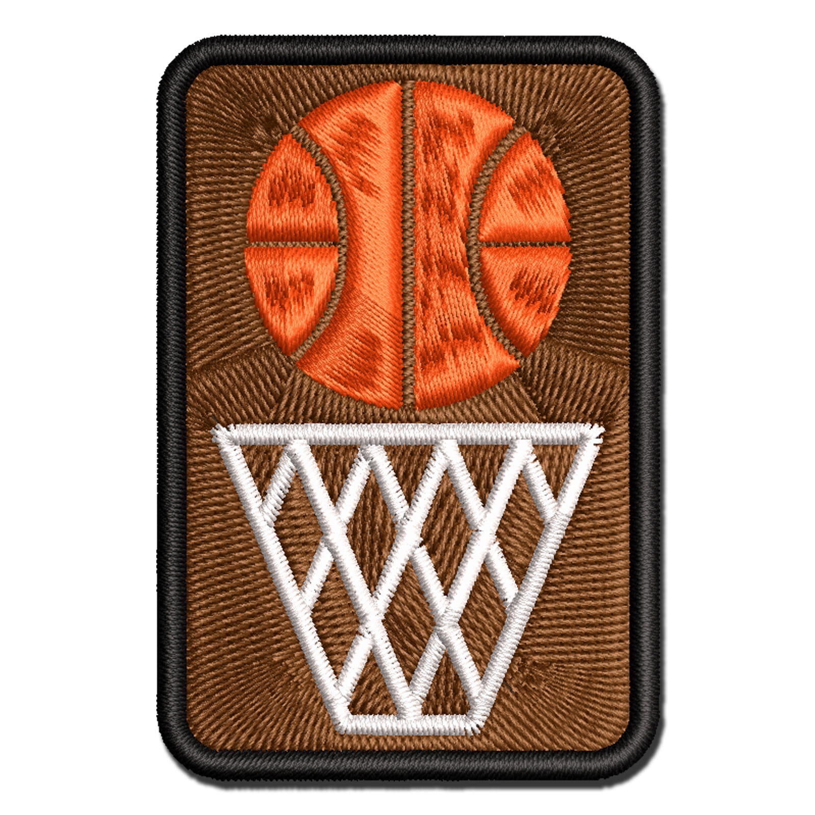 Basketball and Hoop Applique Multi-Color Embroidered Hook & Loop Patch ...