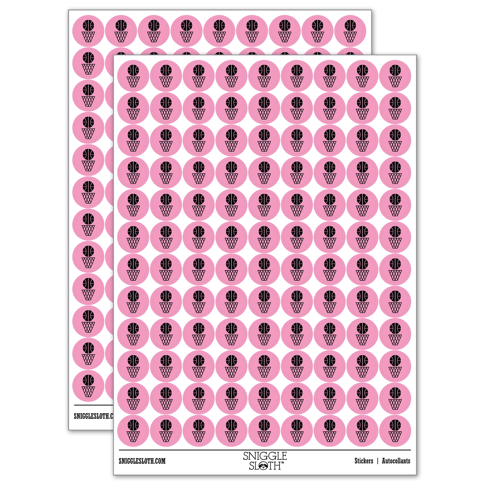 Basketball and Hoop 200+ Round Stickers - Light Pink - Gloss Finish - 0 ...