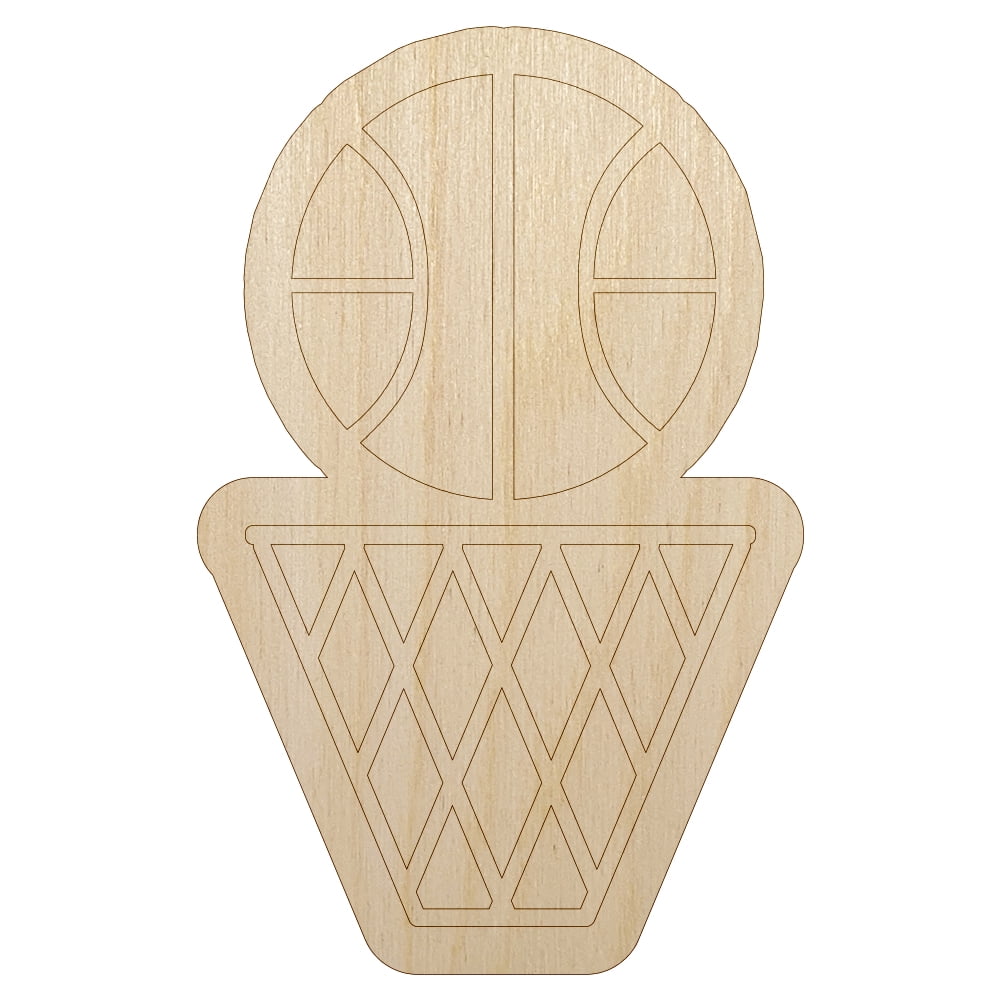 Basketball and Hoop Wood Shape Unfinished Piece Cutout Craft DIY ...