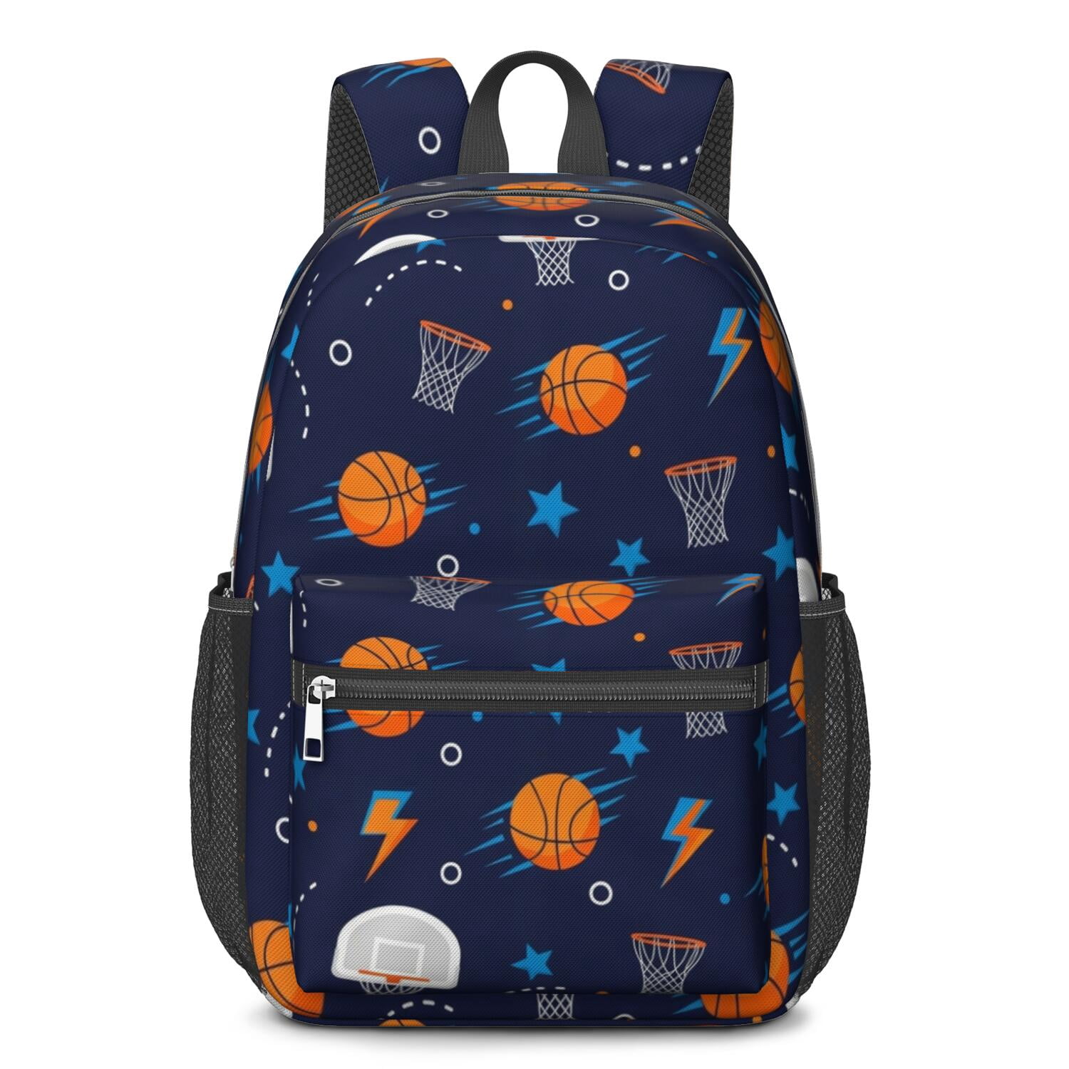 Basketball and Lightning Navy Pattern 17" School Backpacks for Teens ...