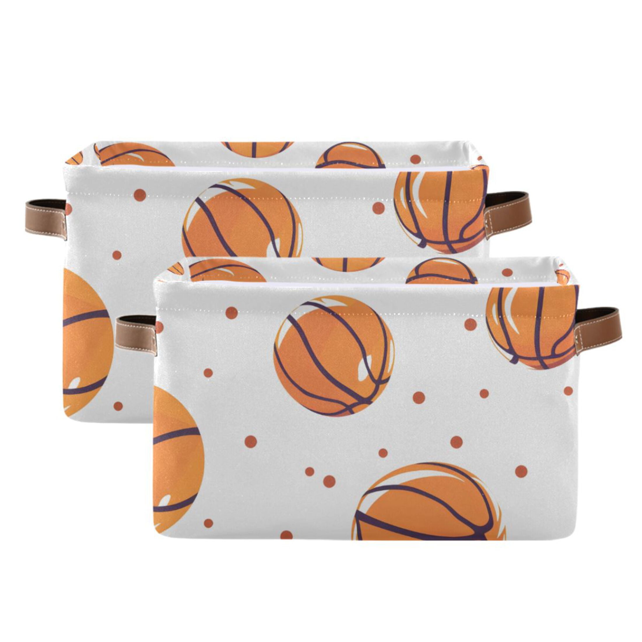 Basketball and Polka Dots Storage Basket Large Foldable Storage Bin ...