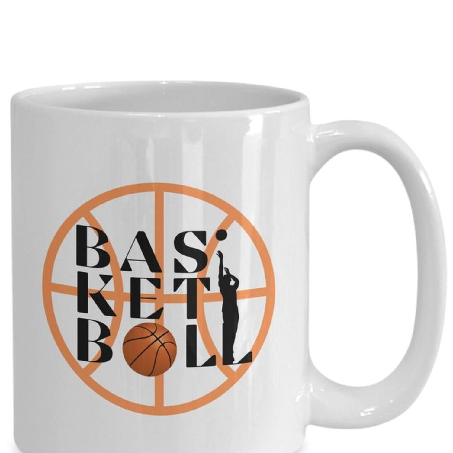 Basketball coffee mug hoold drink black white java - Walmart.com