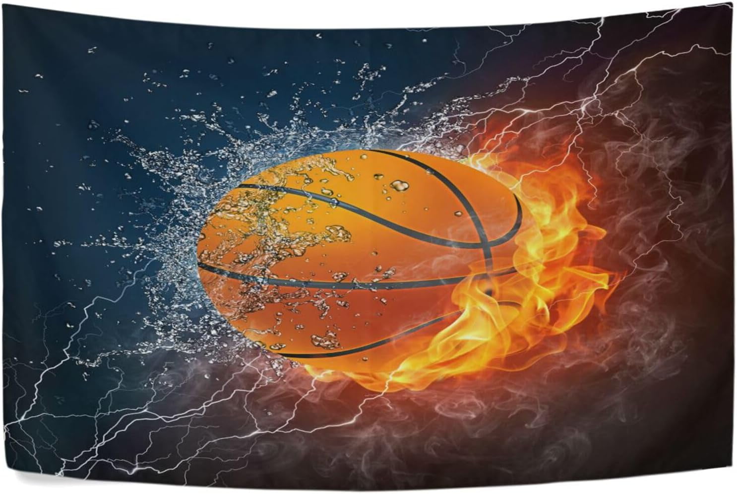 Basketball in Fire and Water Tapestry Aesthetic Tapestry Wall Hanging ...
