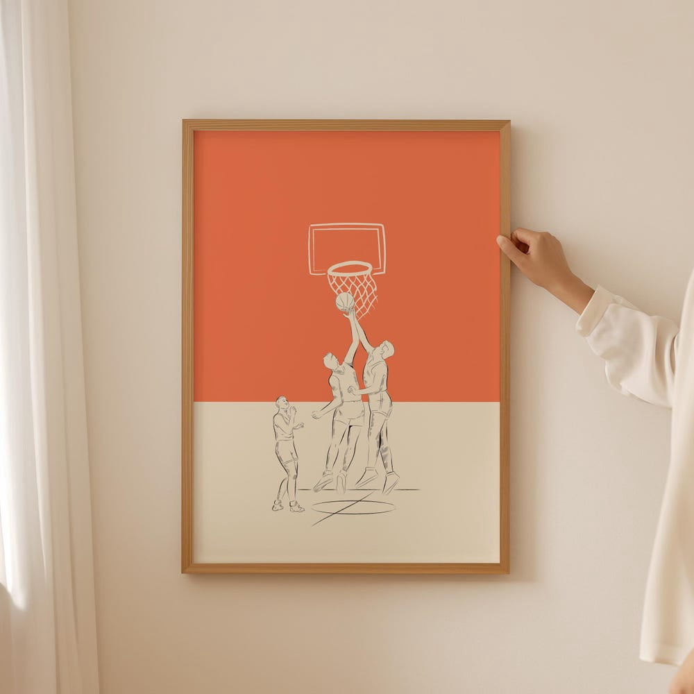 Basketball lineart Poster- Trendy sports Wall Art hobby coach gift ...