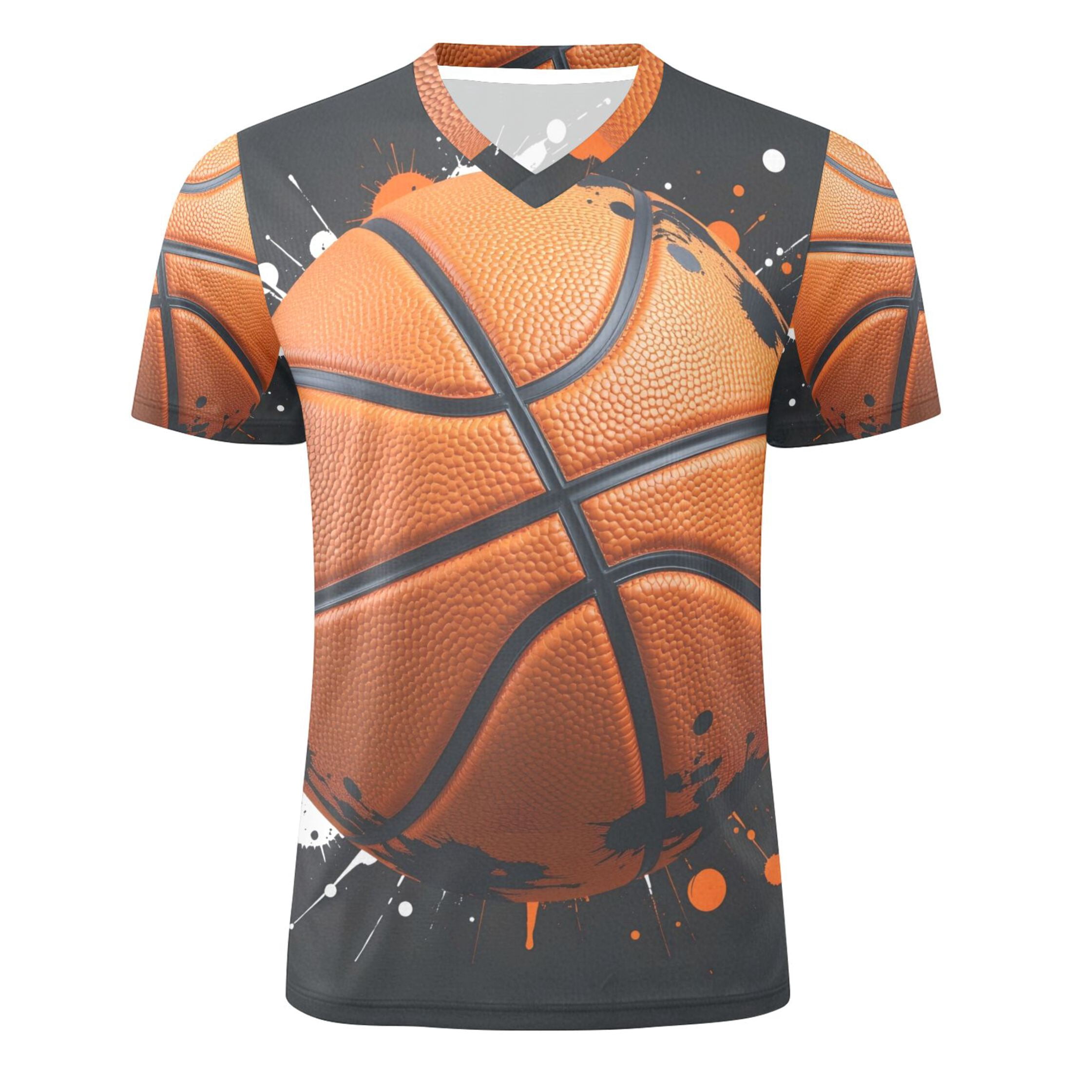 Basketball with Dots Men's Sports Jerseys Athletic T-Shirt Football ...