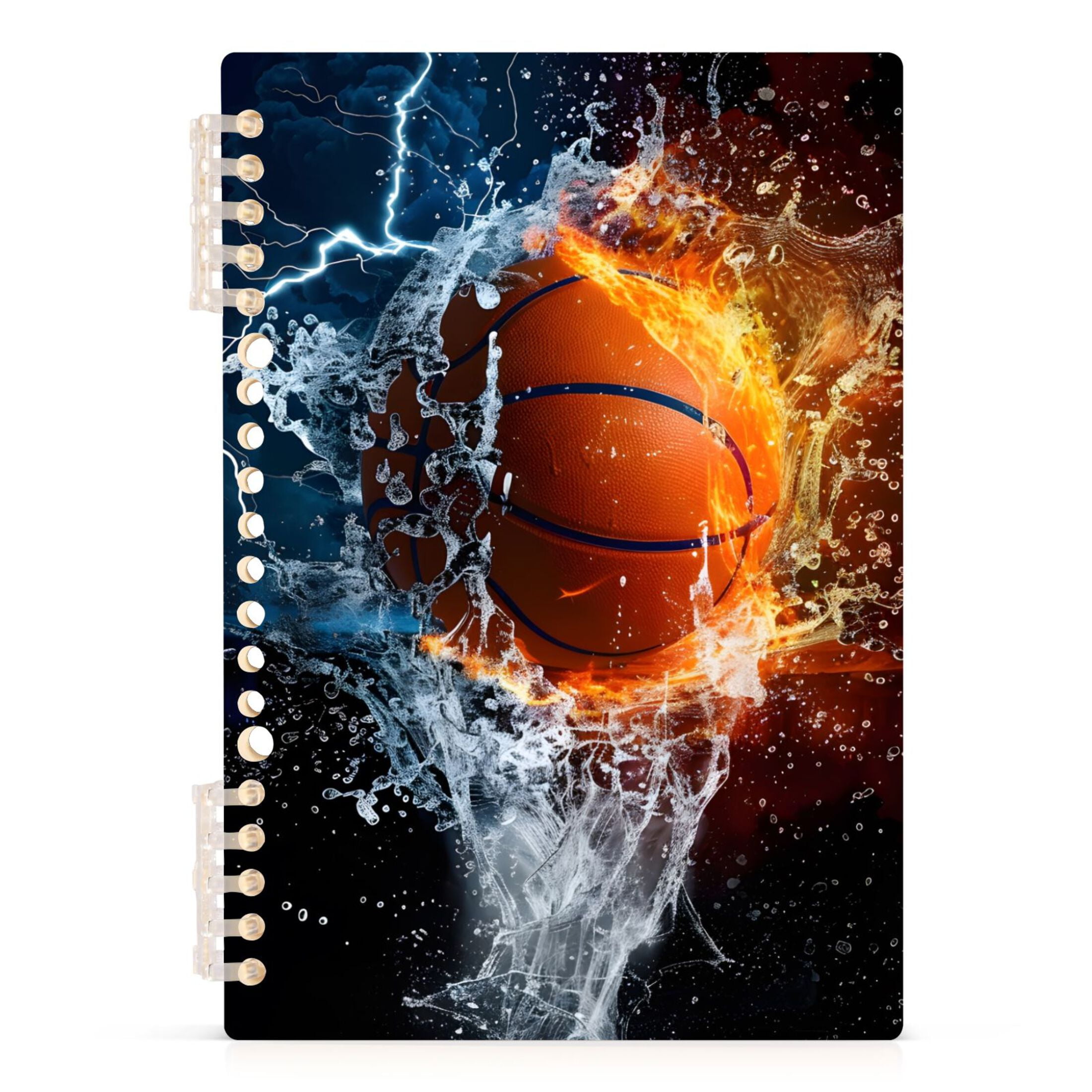 Basketball with Fire Water Spiral Journal Notebook College Ruled ...