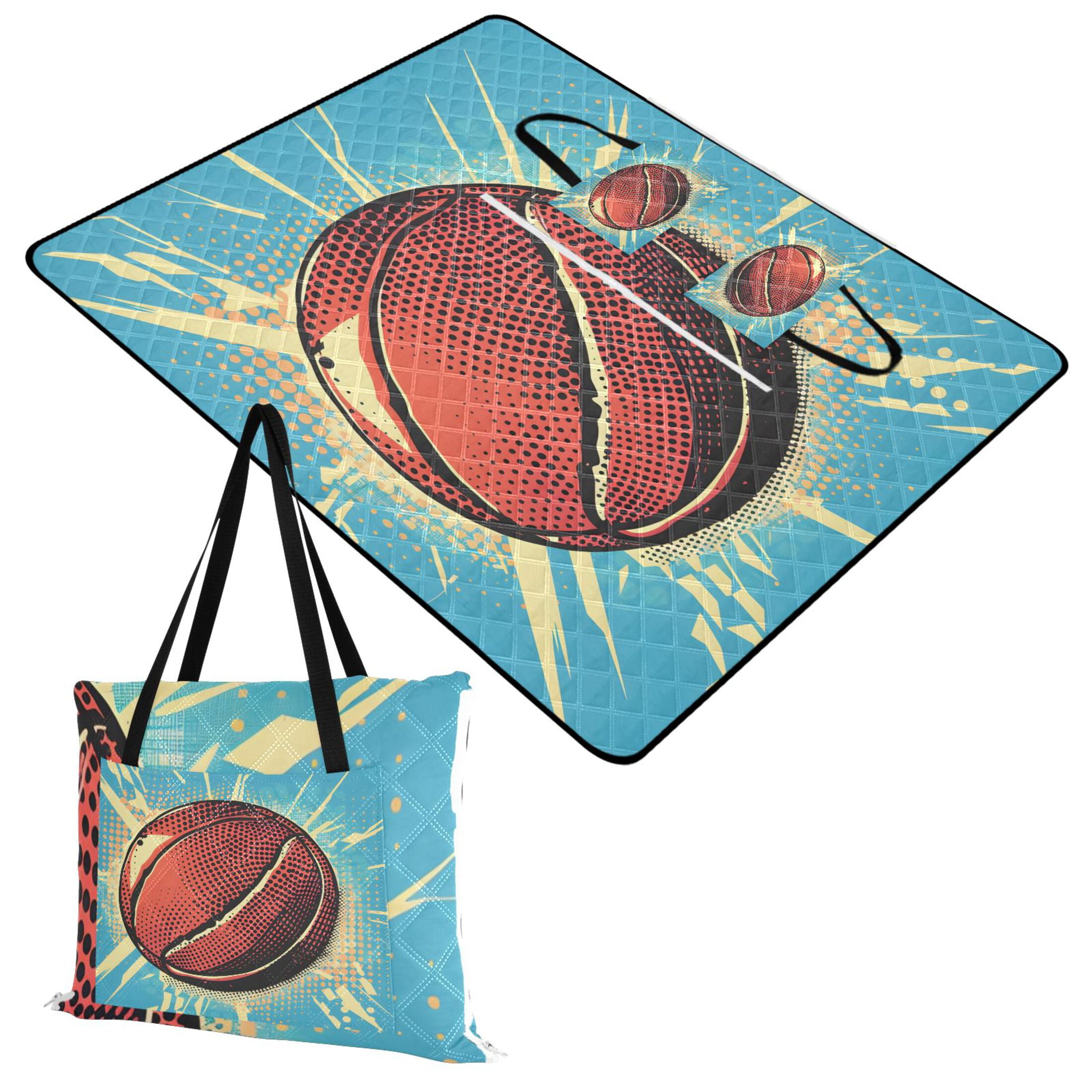 Basketball with Halftone Dots Extra Large Picnic Beach Blanket ...