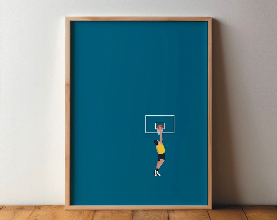 Basketballer Dunking Poster - Sports Friends - Art, Minimal, Modern ...