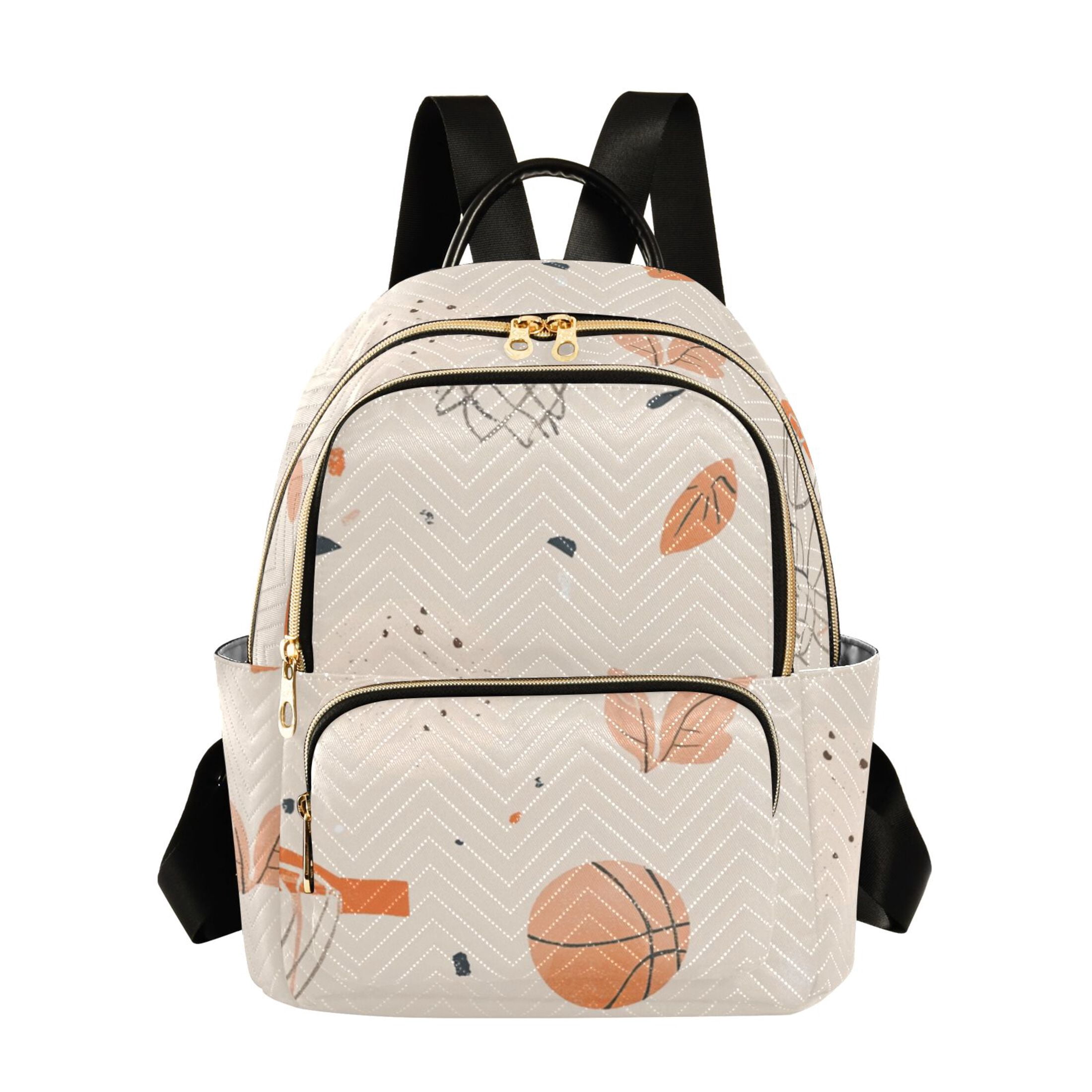 Basketballs Baskets Leaves Cartoon Quilted Backpack Fashion Daypack ...