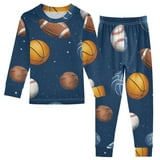 Basketballs Footballs Rugby Baseballs Sports Cotton Pajama Set Long ...