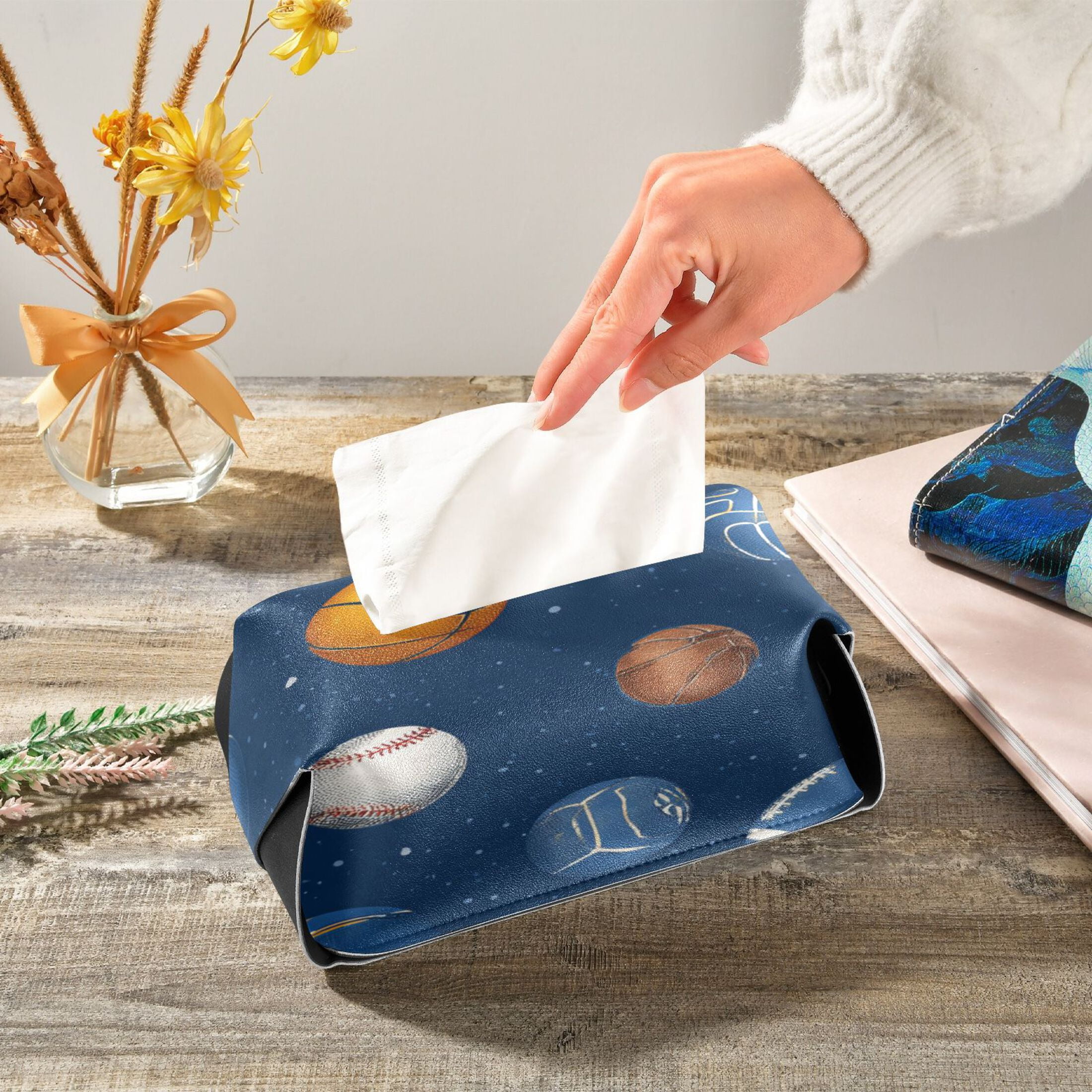 Basketballs Footballs Rugby Baseballs Sports Leather Tissue Box Cover ...