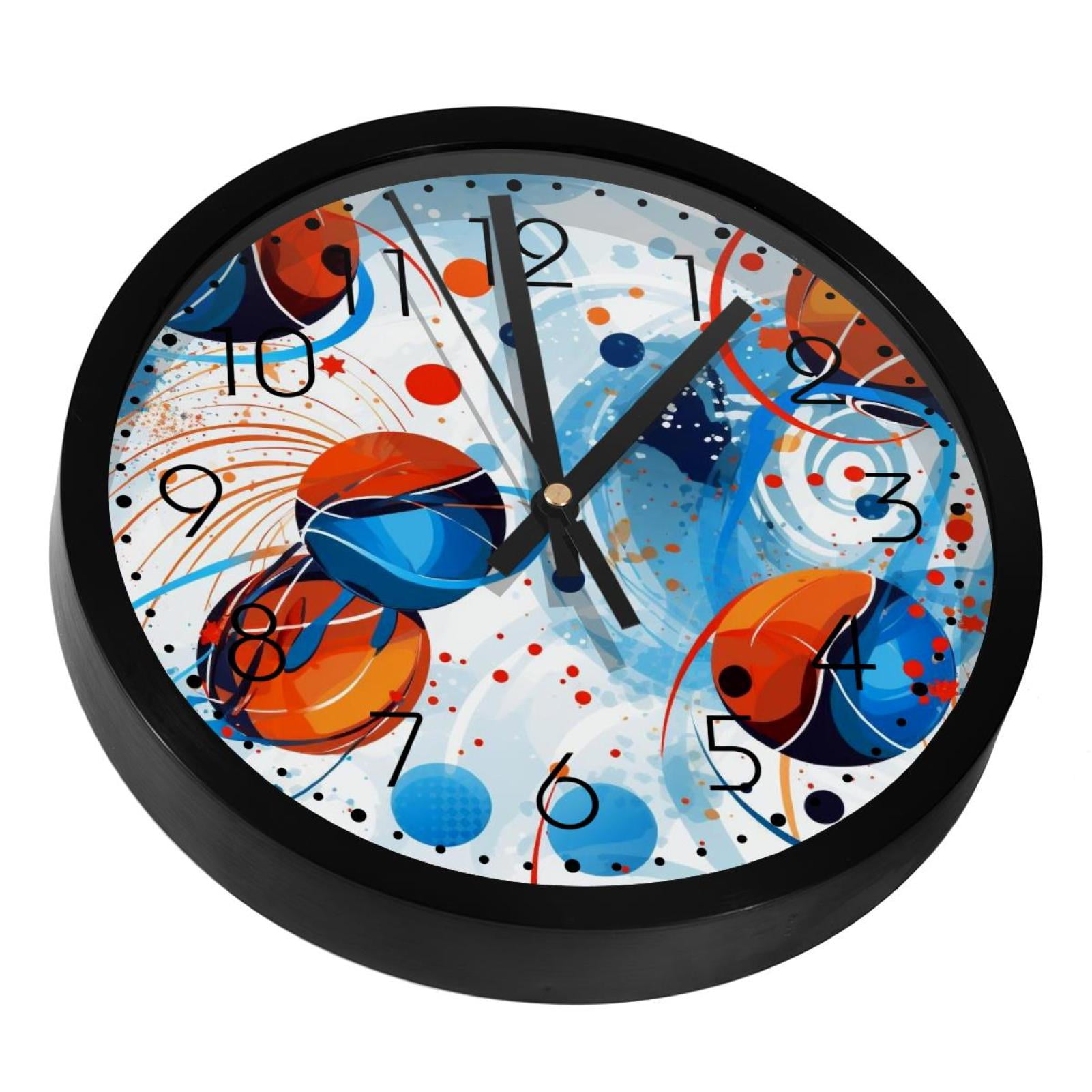 Basketballs Silent Wall Clock, Non Ticking Battery Operated 9.8 Inch ...