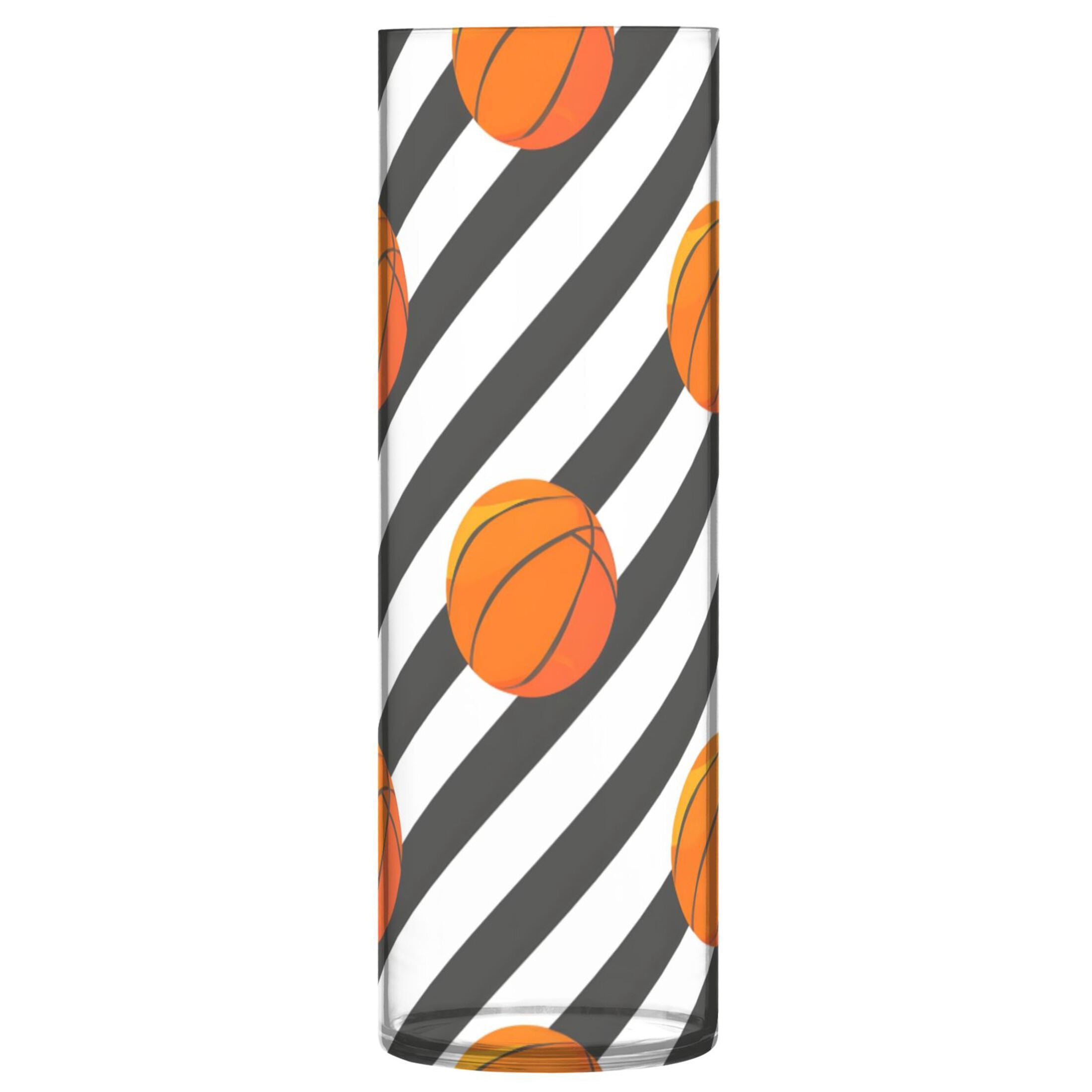 Basketballs Stripes Pattern Vase Flower Vase Clear Unbreakable Plastic ...