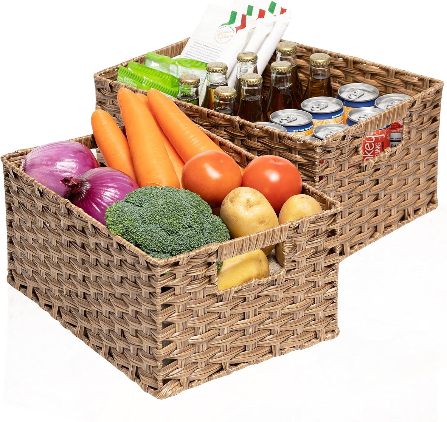 Baskets 2 Pack, Storage Basket with Handles, Large Baskets for Storage ...