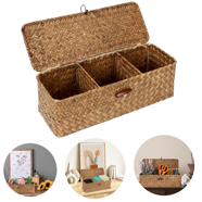 BlueMake Large Decorative Wicker Storage Baskets with Lids, Set of 2 ...