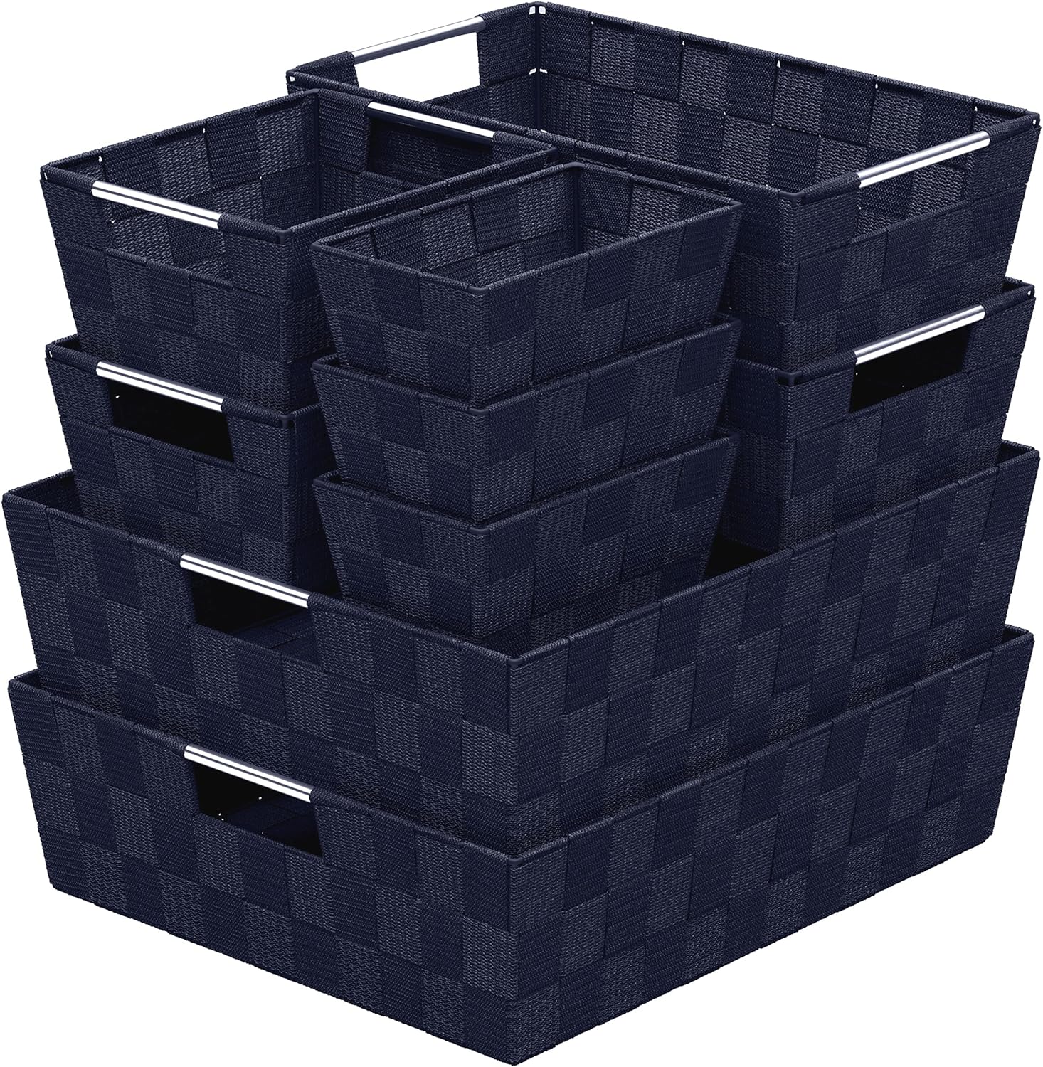 Baskets For Organizing Set Of 9 Navy - Storage Baskets For Shelves ...