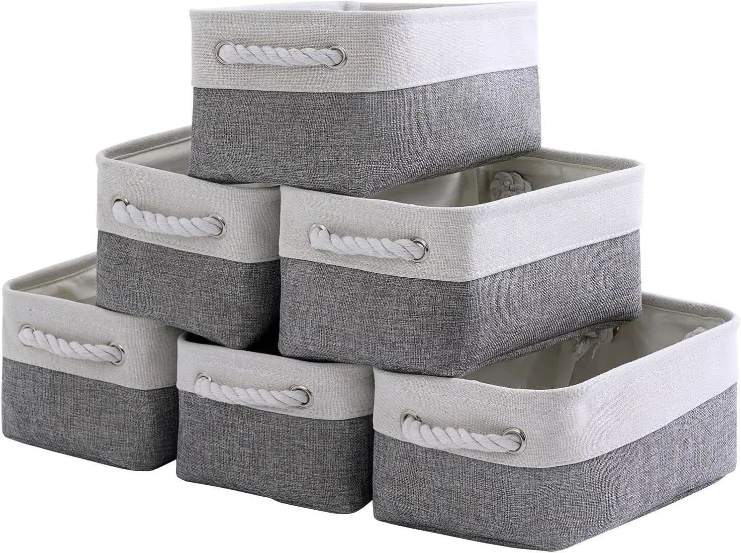 Baskets Storage Bins 12x8x5 inch [6-Pack] Fabric Storage Baskets Cloth ...