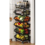 Baskets Storage Rack 6 Tier Metal Kitchen Pantry Cart with Wheels ...