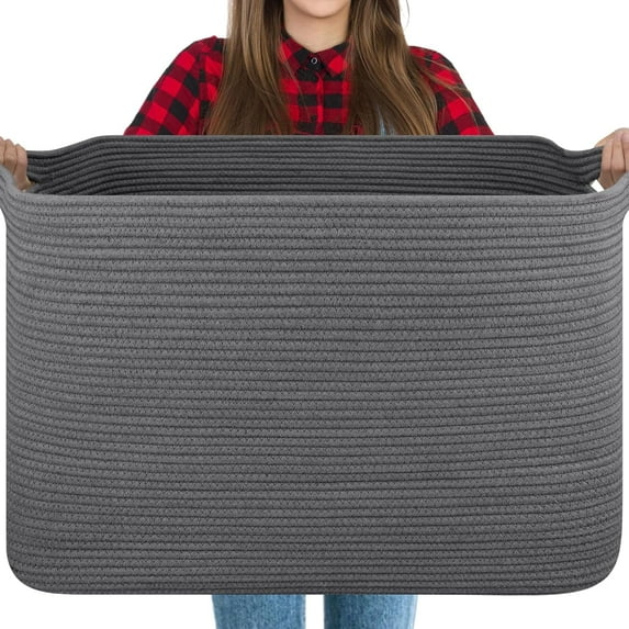 Baskets, woven rope baskets for storage, living room blanket storage ...