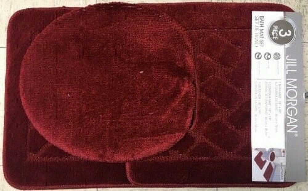 Basketweave 3 Piece Sculptured Bath Rug, Contour Rug and Lid Cover Set ...