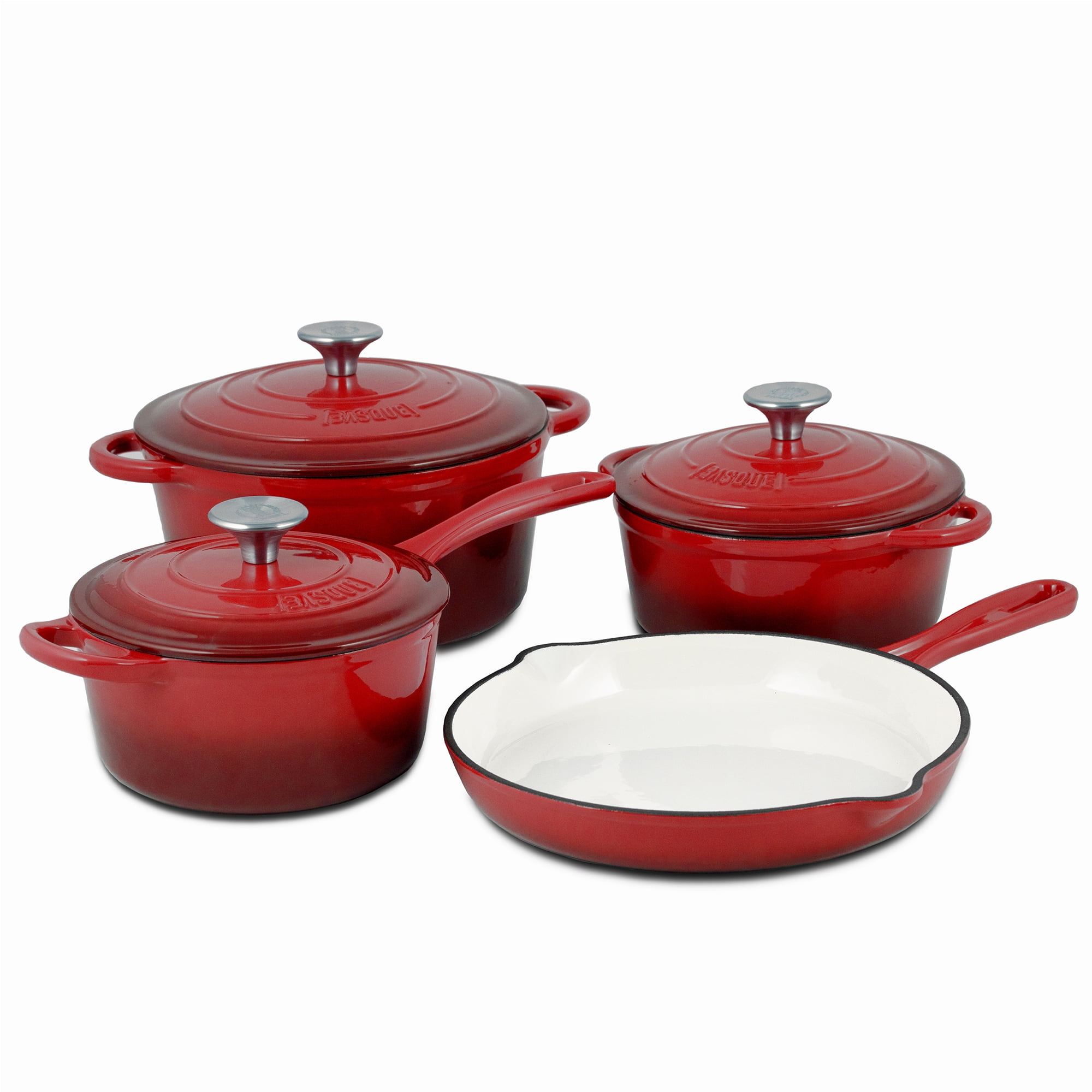 Free Shipping! Basque Enameled Cast Iron 7-Piece Set, Nonstick Oven ...