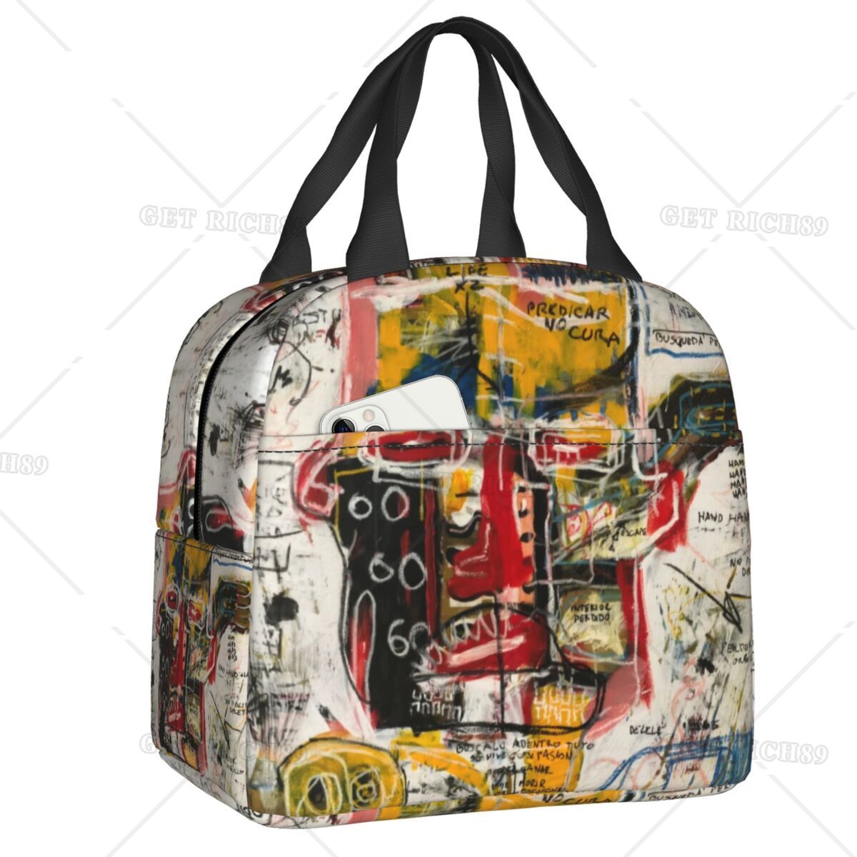 Basquiats Crown Graffiti Art Lunch Bag Women Resuable Thermal Insulated ...