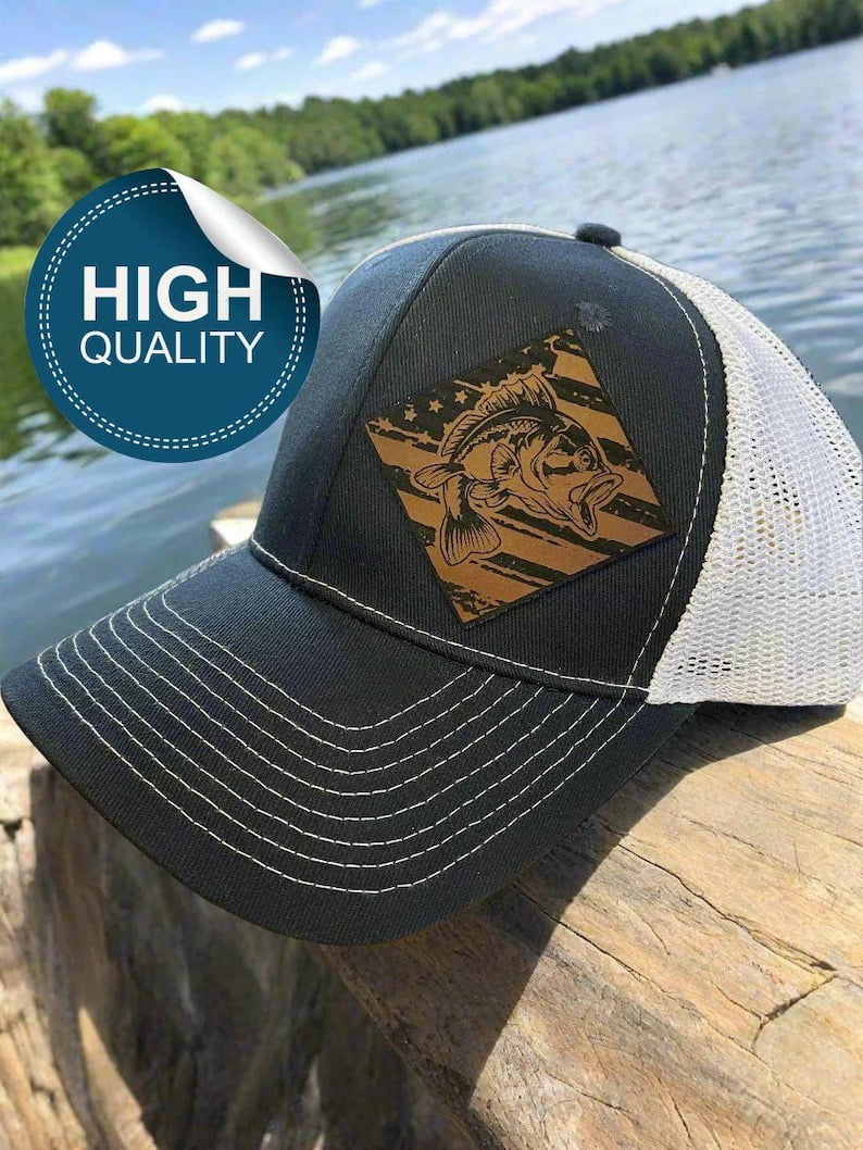 Bass American flag Rustic, High Quality Adhesive Backing, Funny Hats ...