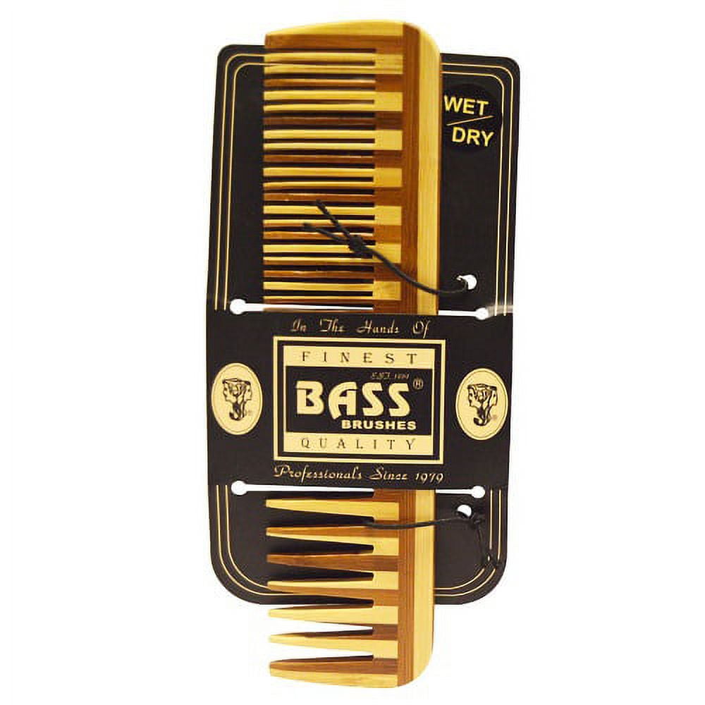 Bass Brushes Large Wood Comb with Wide Tooth and Fine Combination, 1 Ea ...
