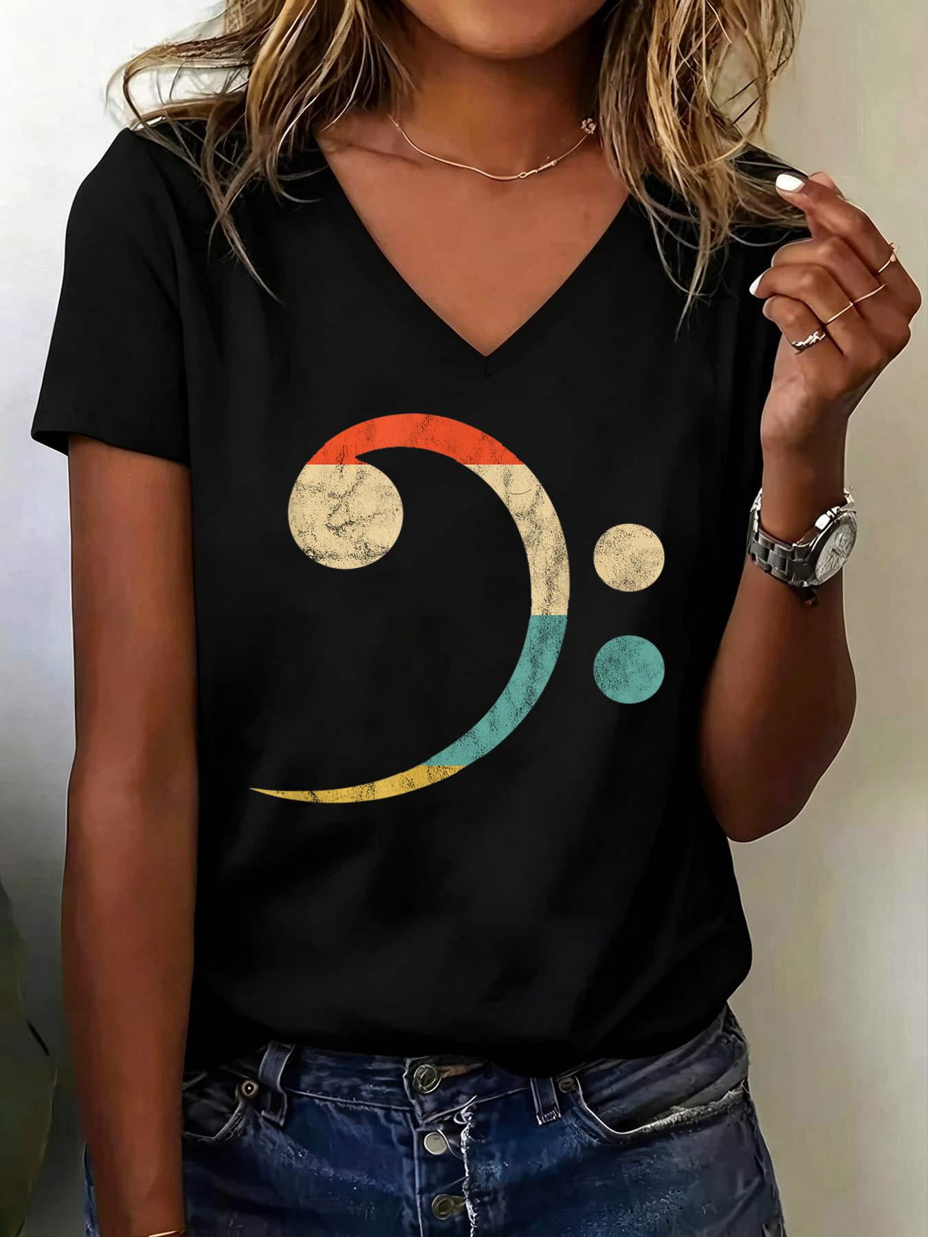 Bass Clef Bass Guitar Player Bassist Bass Player Band V Neck T-Shirt ...