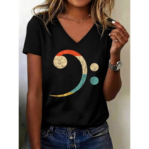Bass Clef Bass Guitar Player Bassist Bass Player Band V Neck T-Shirt ...