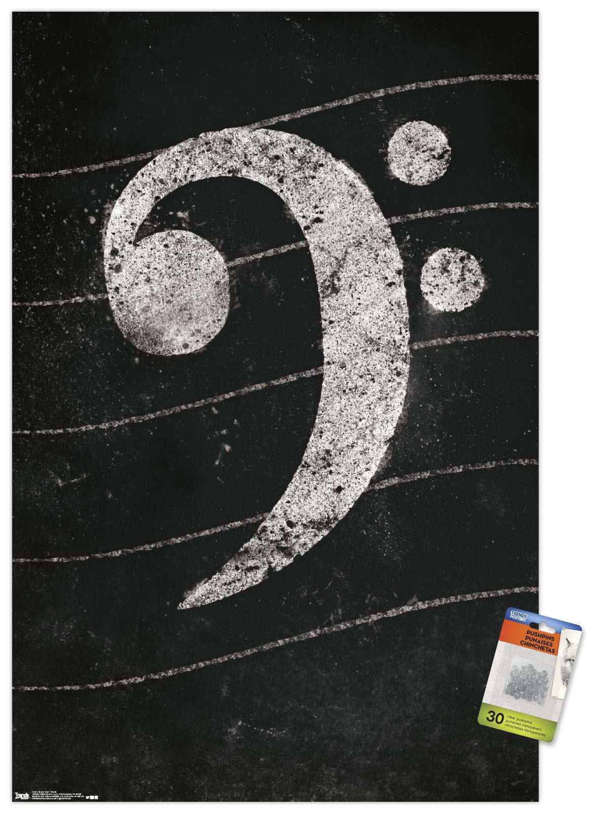 Bass Clef - Chalk Wall Poster with Push Pins, 22.375" x 34" - Walmart.com