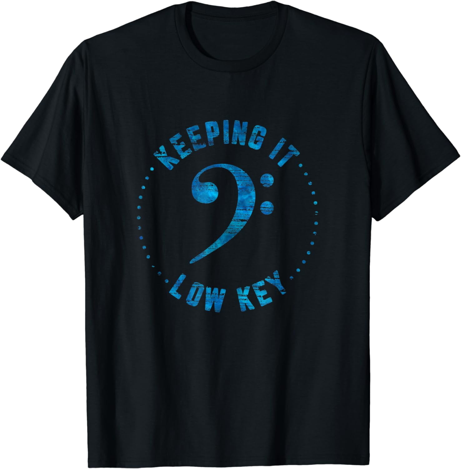 Bass Clef Keeping It Low Key Blue Musician Music T-Shirt - Walmart.com