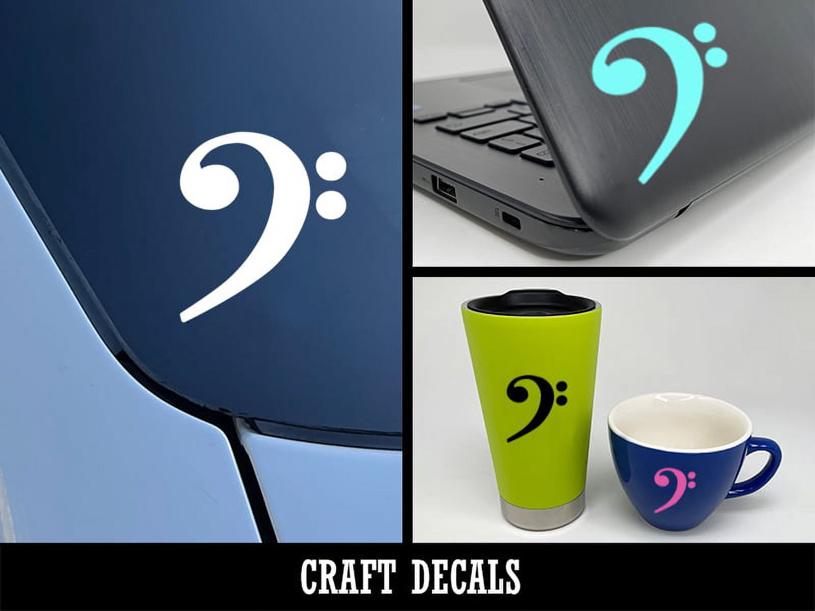 Bass Clef Music Craft Vinyl Indoor Outdoor Decal Sticker - Aqua - 3 ...