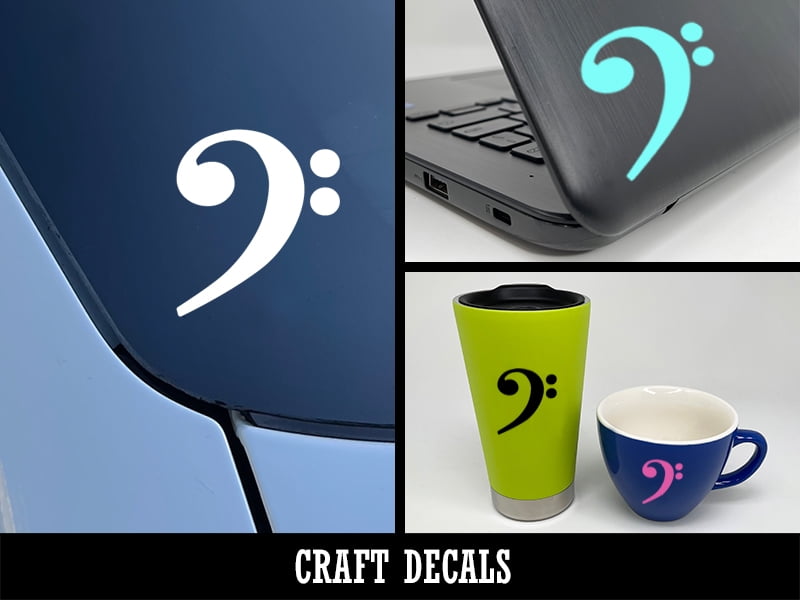 Bass Clef Music Craft Vinyl Indoor Outdoor Decal Sticker - Blue - 4 ...