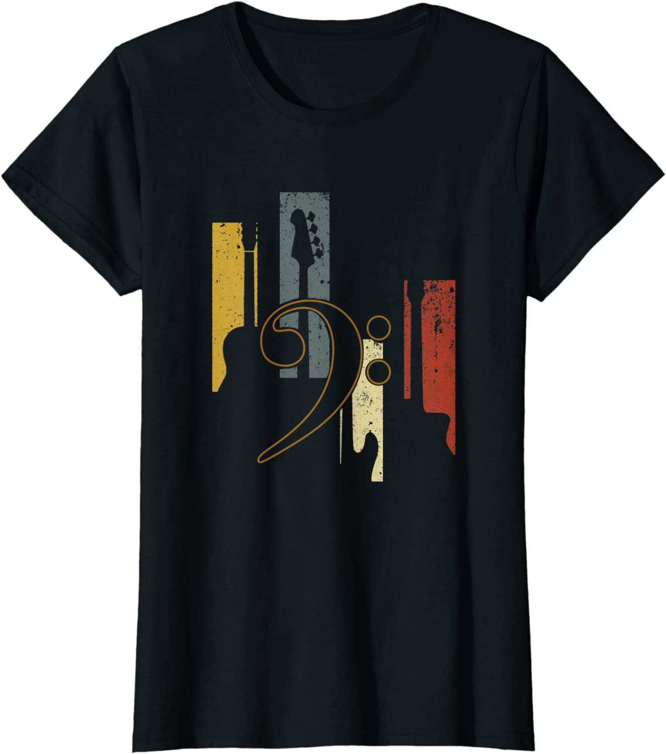 Bass Clef Vintage Bass Guitar Players Music Vintage Guitar T-Shirt ...