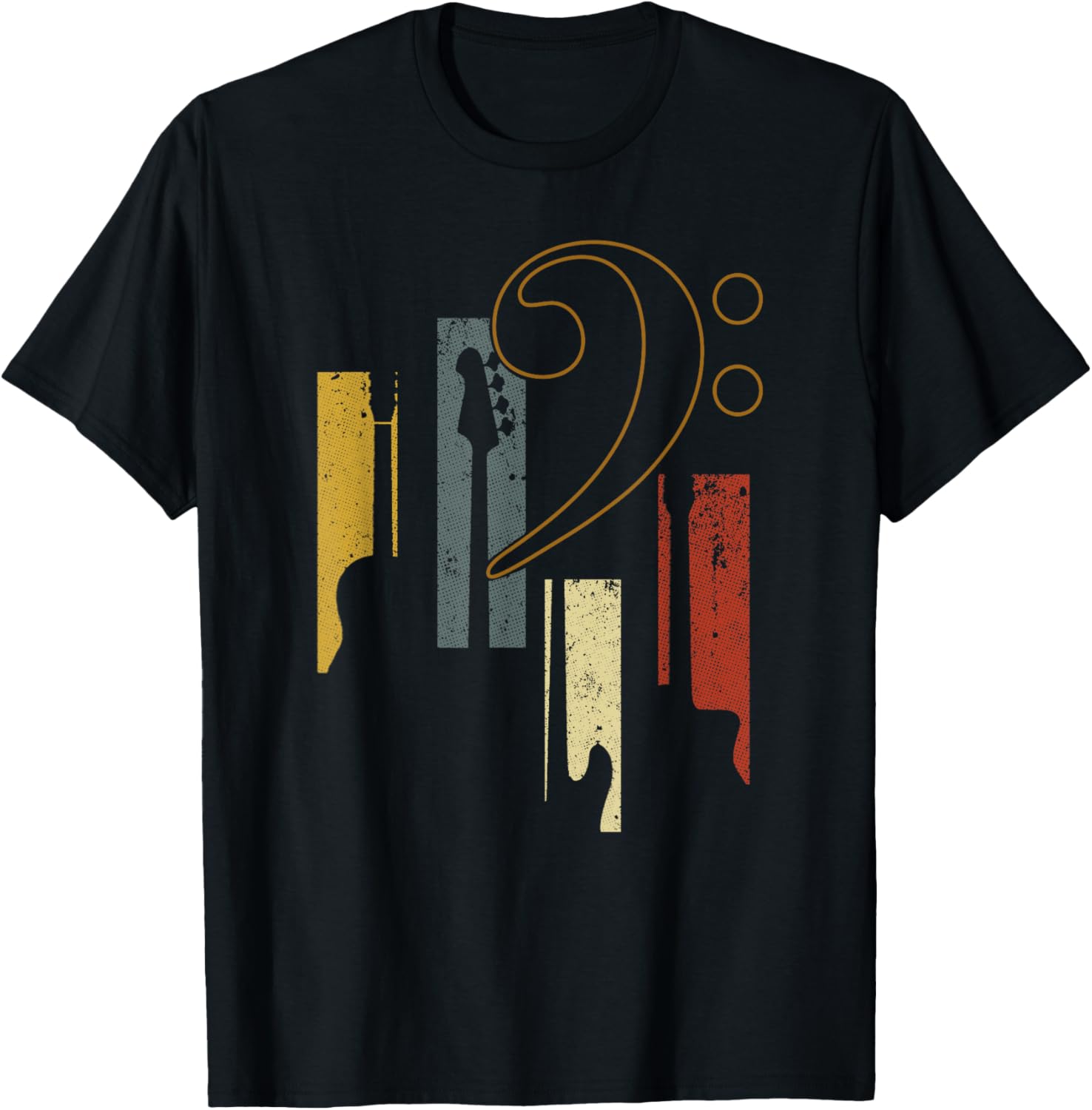Bass Clef Vintage Bass Guitar Players Music Vintage Guitar T-Shirt ...