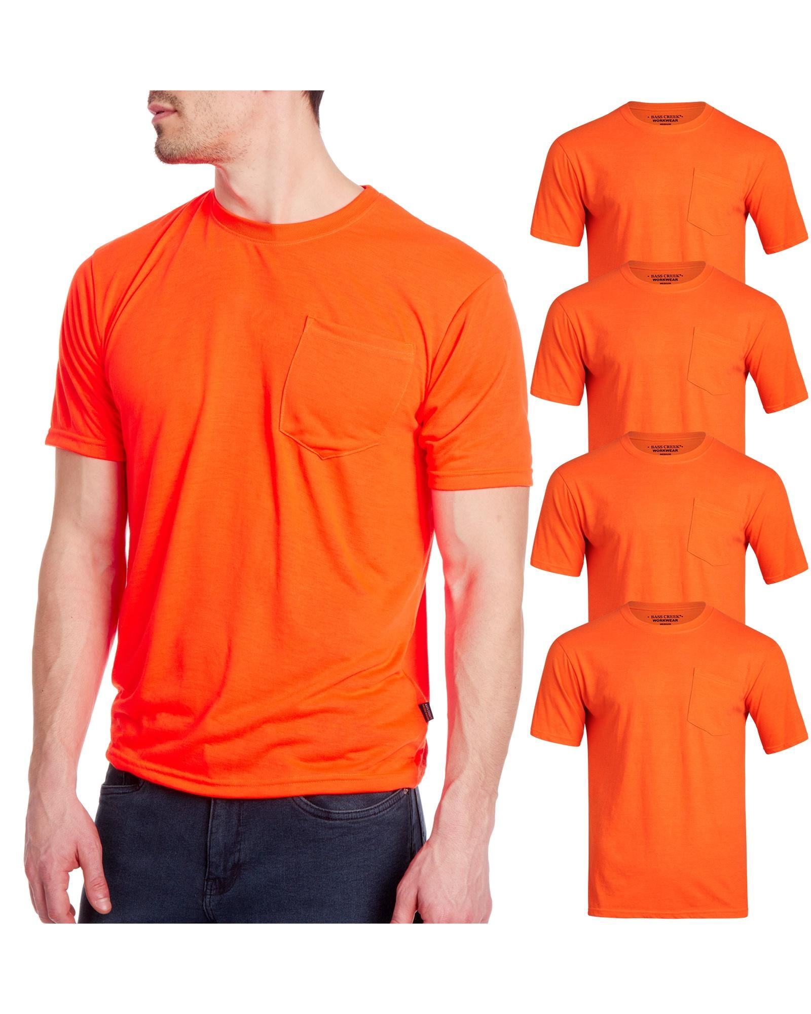 Bass Creek Outfitters Men's High Visibility Shirts - 4 Pack Heavy Duty ...
