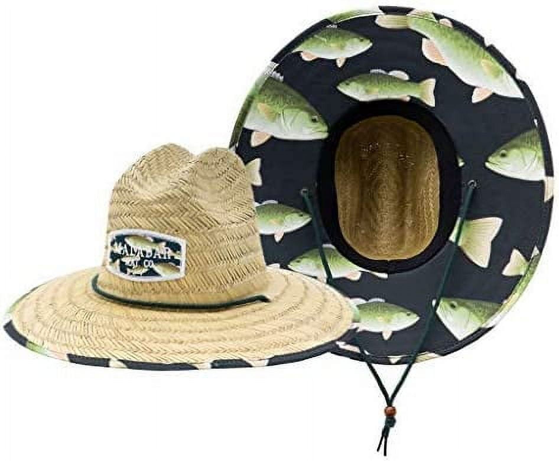 Bass Fabric Pattern Print Straw Sunhat Men & Women, Lifeguard Hat ...