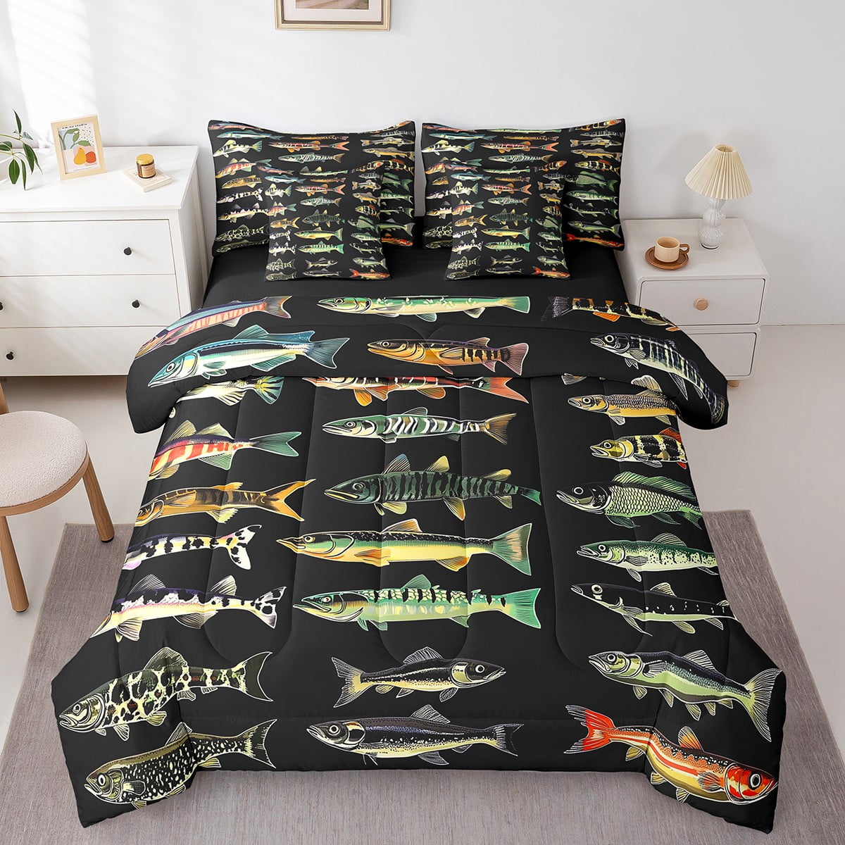 Bass Fish Bedding Set Pike Fish Bed In A Bag With Sheets Hunting And ...