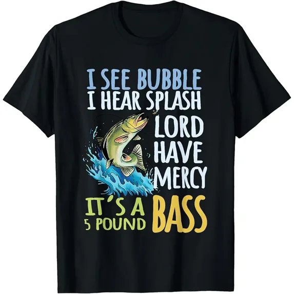 Bass Fish Catch Quote Funny Angling Unisex Short Sleeve Graphic T-Shirt ...