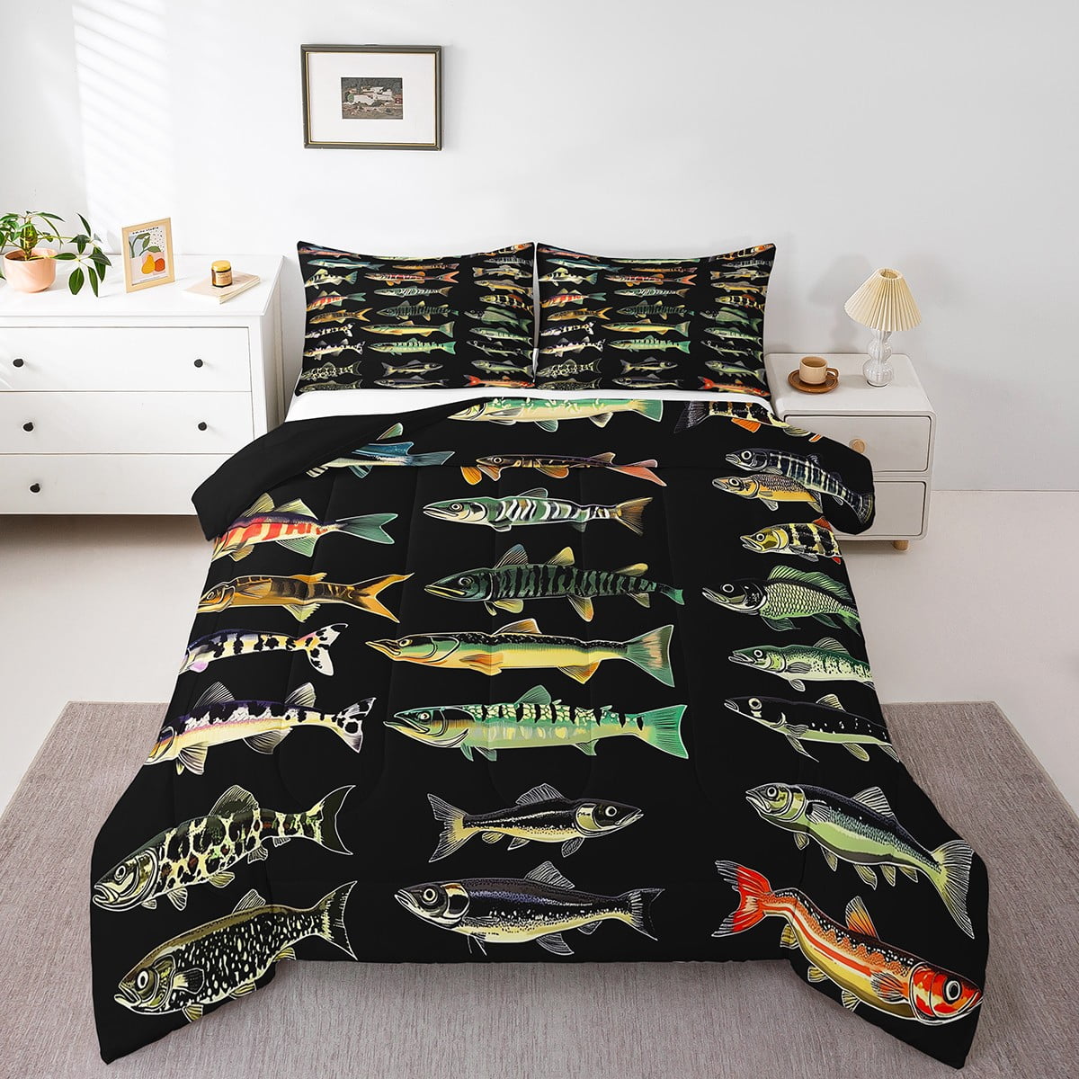 Bass Fish Down Comforter Pike Fish Comforter Set Hunting And Fishing ...