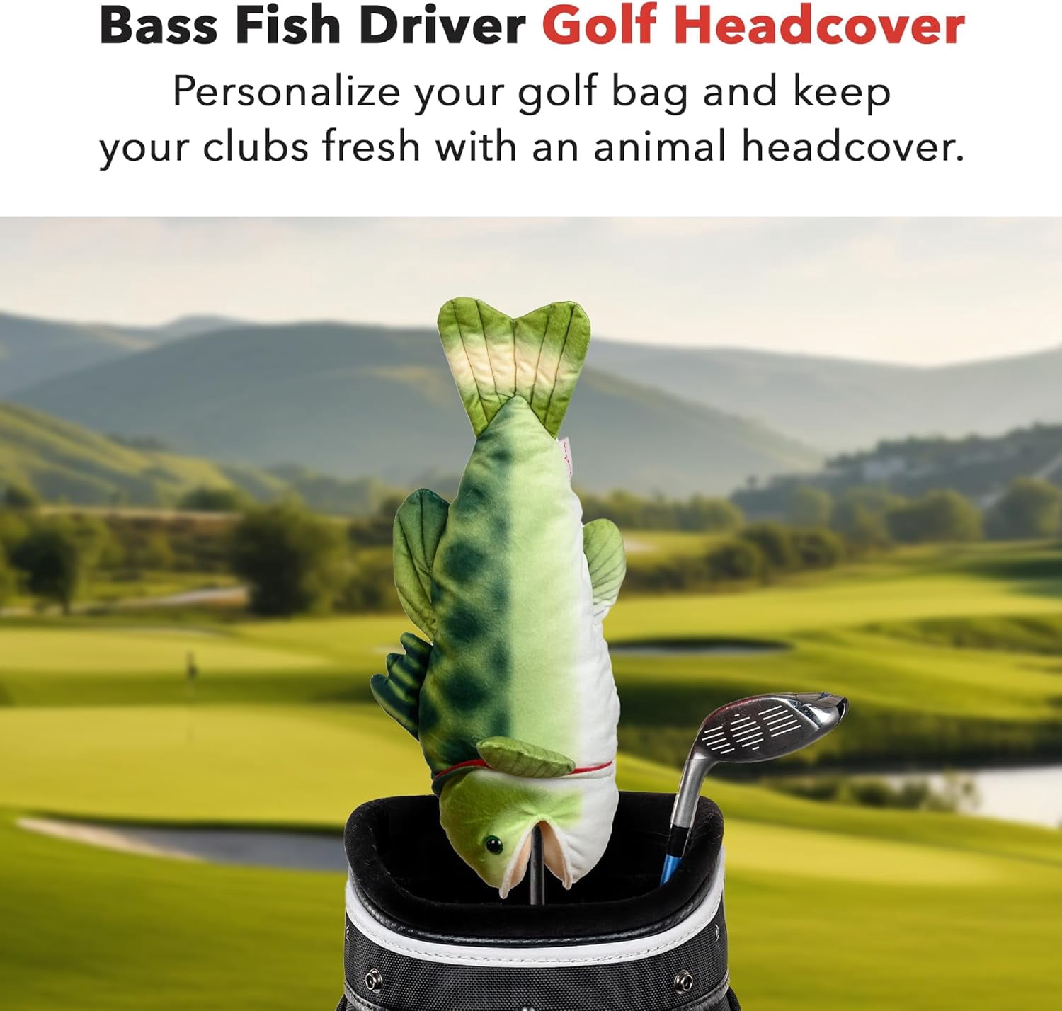 Bass Fish Driver Headcover | Funny Golf Club Covers | Golf Head Covers ...