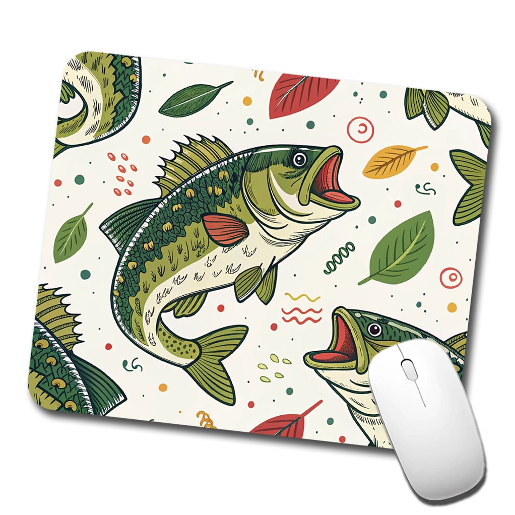Bass Fish Fishing Cute Cartoon Mouse Pad Low Profile Gaming Mat ...