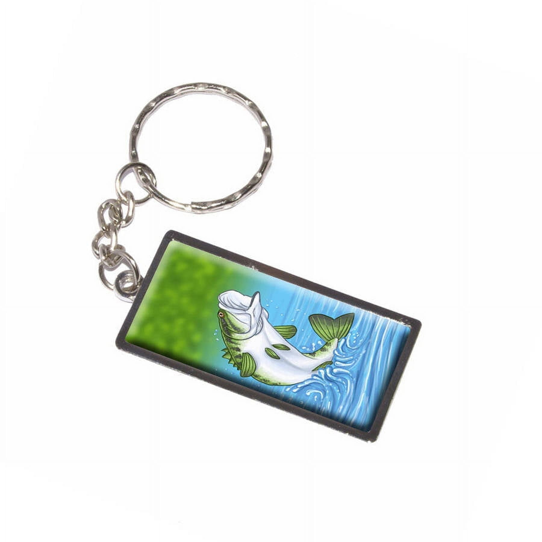 Bass Fish Fishing Jumping Out Of Water Keychain Key Chain Ring ...